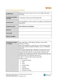 BTEC Assignment Brief Study Notes Technology Docsity