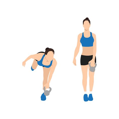 Woman Doing Kettlebell One Legged Deadlifts Exercise Flat Vector