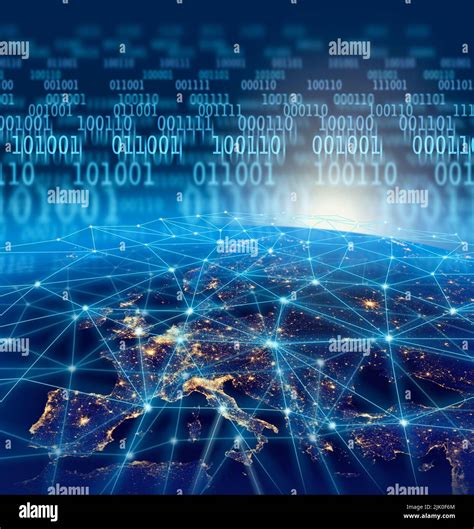 Global Digital Network Binary Data Flow In Dark Background Abstract Technology Concept Some