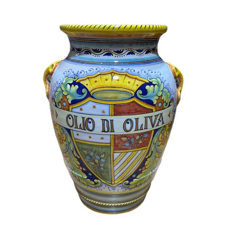 Olio Di Oliva Crest Urn Italian Pottery Outlet