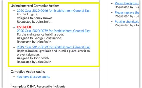 Unimplemented Corrective Actions 1 Shadow Safety 101 Help Site