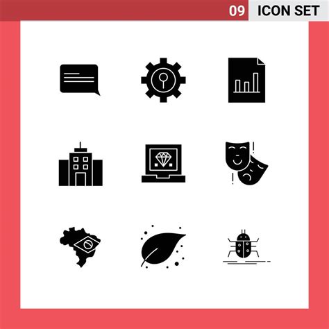 9 Thematic Vector Solid Glyphs And Editable Symbols Of Programming Develop Document Coding