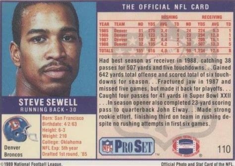 1989 Pro Set Steve Sewell 110 For Sale Ebay