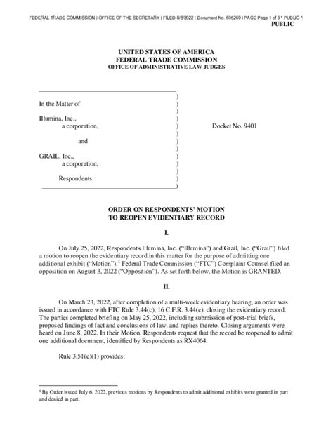 Fillable Online Order On Respondents Motion To Reopen Evidentiary