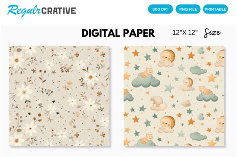 Seamless Neutral Newborn Digital Pattern Graphic By Regulrcrative