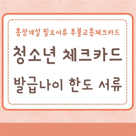 청소년 체크카드 발급나이 한도 통장개설 필요서류 후불교통체크카드 비비드의 세상만사