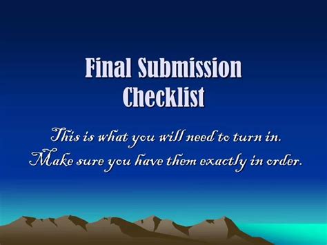 PPT Final Submission Checklist PowerPoint Presentation Free Download ID