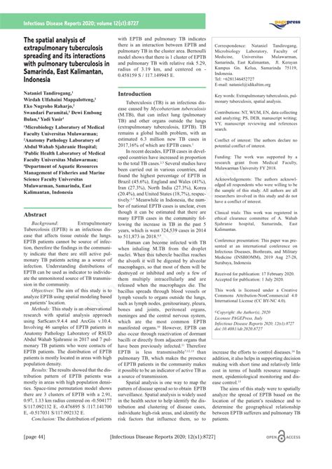 Pdf The Spatial Analysis Of Extrapulmonary Tuberculosis Spreading And Its Interactions With