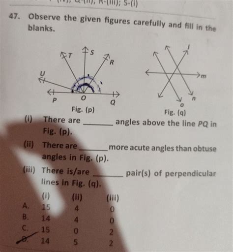 Observe The Given Figures Carefully And Fill In The Blanks Fig P Fi