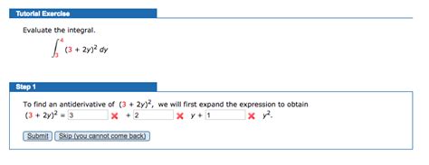 Solved Tutorial Exercise Evaluate The Integral 3 2y2 Dy