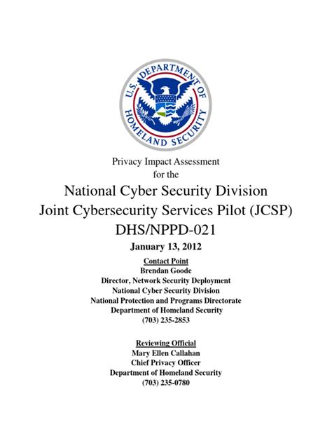 Pdf National Cyber Security Division Joint Cyber Security Services