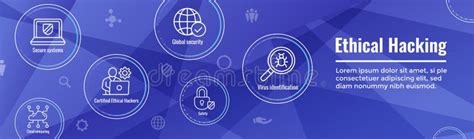 certified ethical hacker ceh icon set and web header banner stock