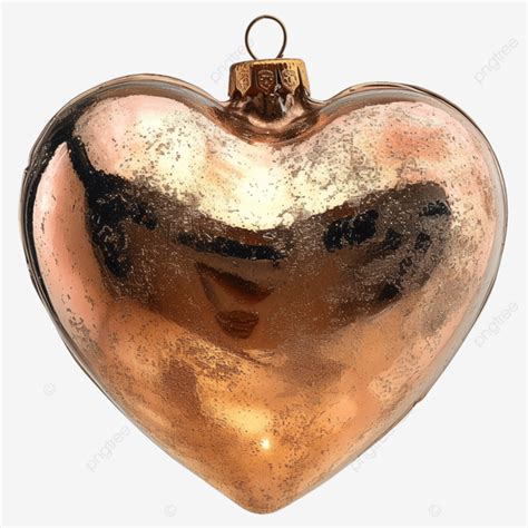 Rose Gold Metallic Heart Ornament Heart Valentines Love PNG