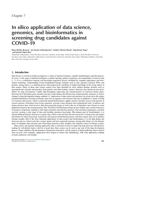 pdf in silico application of data science genomics and