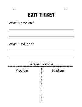 Entry Exit Ticket For Problem And Solution By Miss B S Resources