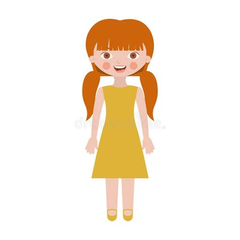 Sweet Girl With Pigtails And Dress Stock Vector Illustration Of Human