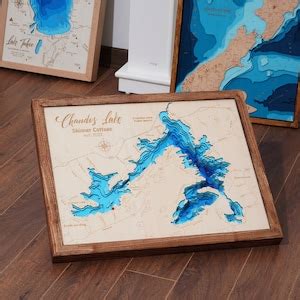 Digital File DXF AI SVG Custom Map Wood Bathymetric Map Custom Wood Lake River Map Laser