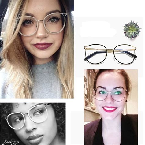 Golden Womens Eyeglasses Frame Retro Round Metal Grandado