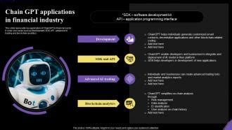 Chain Gpt Applications In Financial Industry Application Of Artificial Intelligence AI SS V PPT