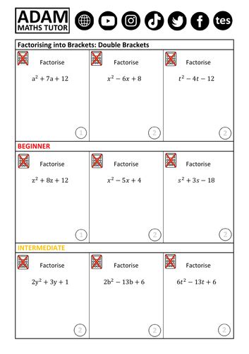Gcse Factorising Into Brackets Lesson Bundle Teaching Resources