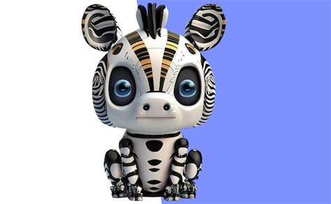 Premium Psd Cute Zebra Robot