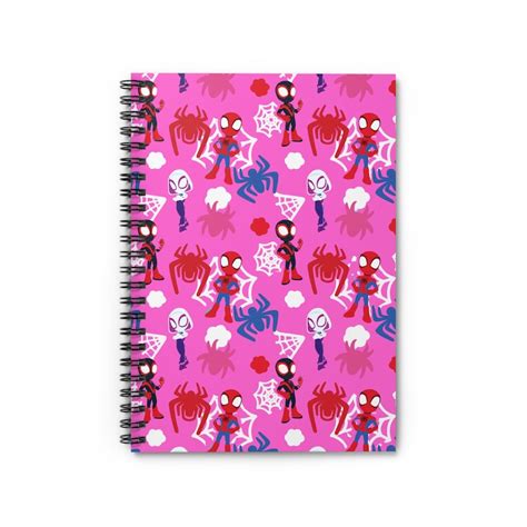 Spidey And Friends Pink Spiral Notebook Ruled Line Etsy