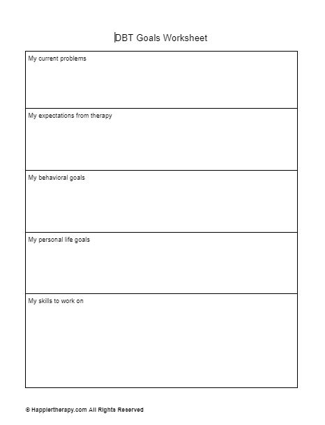 DBT Goals Worksheet HappierTHERAPY