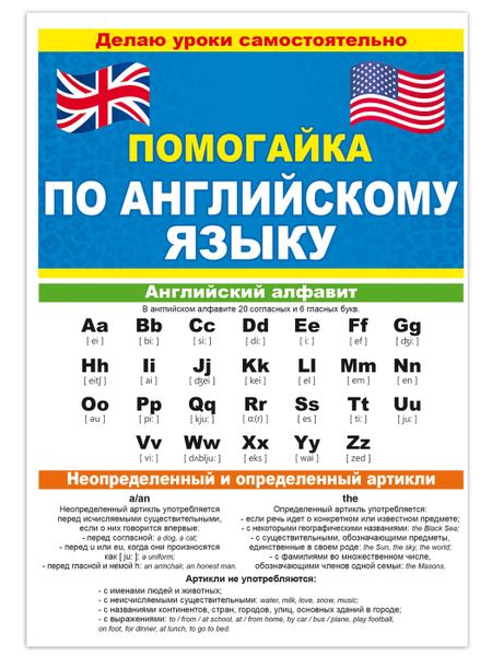 Обучающий плакат буклет "Помогайка" по английскому языку, 150х210 мм ...