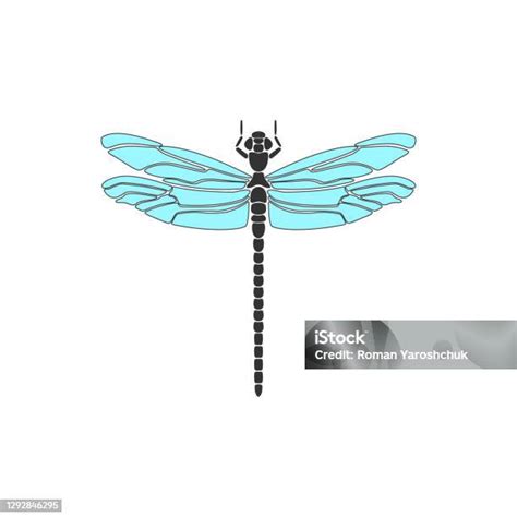 잠자리 흰색 배경에 파란색 날개가있는 검은 잠자리 플랫 디자인 실루엣 아이콘 벡터 일러스트레이션 개체 그룹에 대한 스톡 벡터 아트 및 기타 이미지 Istock