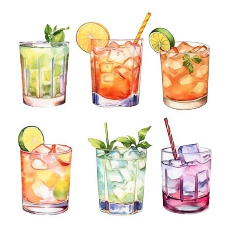 Premium AI Image A Close Up Of A Set Of Four Different Colored Drinks Generative Ai