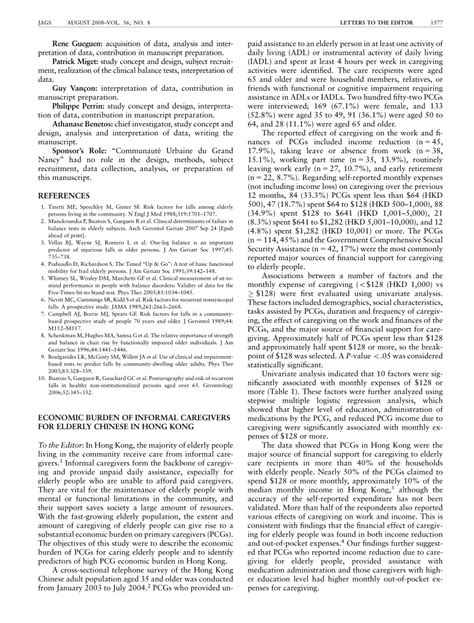 Pdf Economic Burden Of Informal Caregivers For Chinese Elderly In