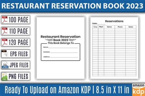 3 Restaurant Reservation Book 2023 Work Book Designs Graphics