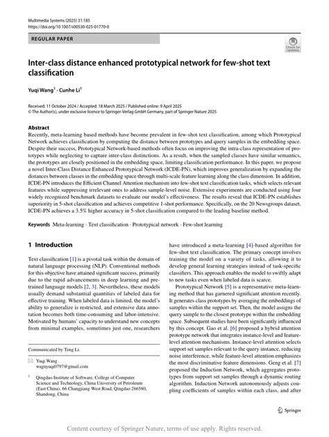 Inter Class Distance Enhanced Prototypical Network For Few Shot Text