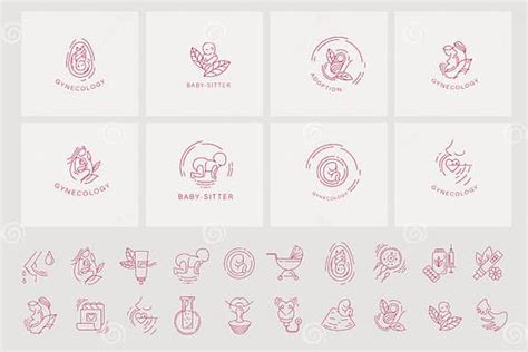 Vector Icon And Logo For Pegnancy And Gynecology Editable Outline Stroke Size Stock Vector