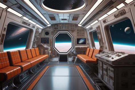 Premium Photo A Room Inside A Spaceship Horizontal Composition