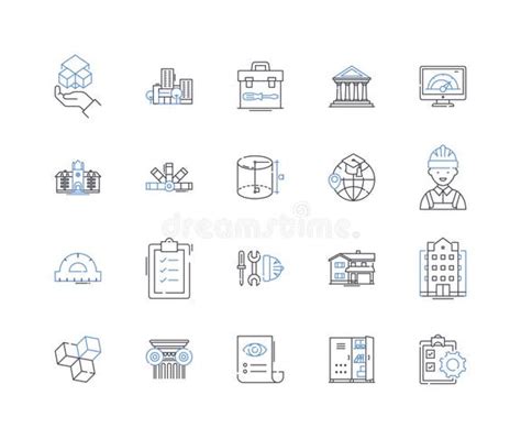Industrial Machinery Line Icons Collection Automation Assembly