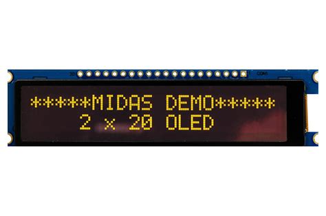 MDOB22005B1V EYM Midas Displays Alphanumeric OLED 20 X 2 Yellow On Black
