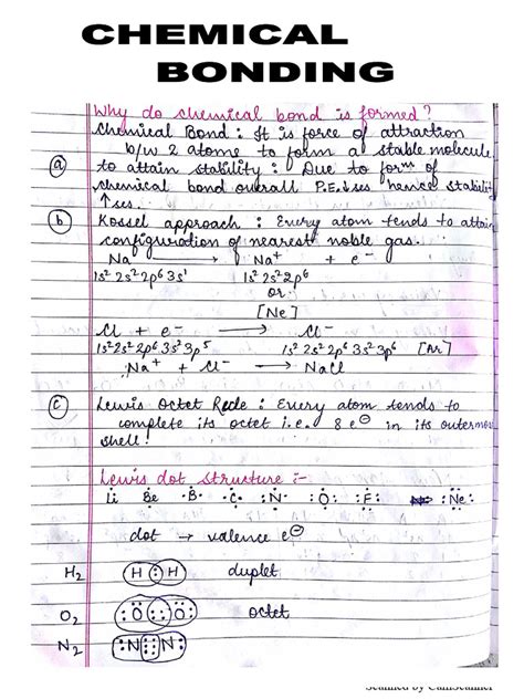 Chemical Bonding Hand Written Notes Pdf