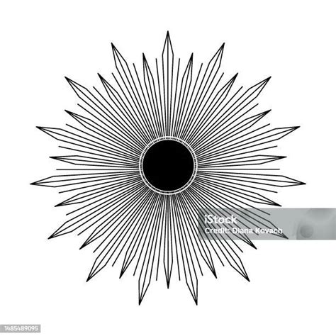 Soleil Mystique Dessiné À La Main Dans Lart Au Trait Rayon De Soleil Rayons Lumineux Symbole