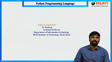 Lec31 Python Programming Types Of Constructor By Mr D Sandeep Youtube