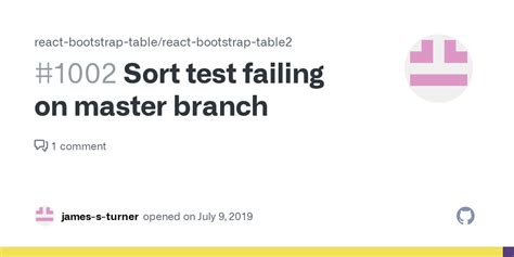Sort Test Failing On Master Branch Issue React Bootstrap