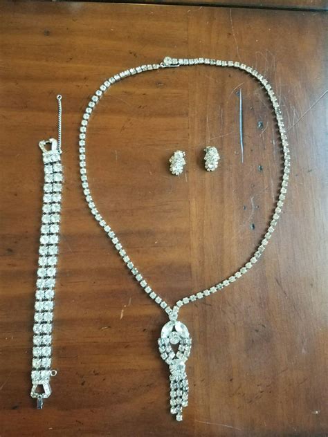 Albert Weiss Costume Jewelry Rhinestone Set With Orig Box