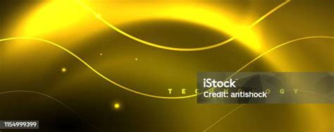 วงกลมนีออนที่สดใสและเส้นคลื่นแม่แบบการออกแบบพื้นหลังมันวาวเรืองแสงแนวคิดเทคโนดิจิตอล ภาพประกอบ