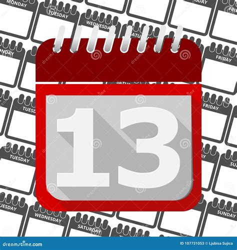 Red Calendar Vector Icon Number 14 Stock Vector Illustration Of