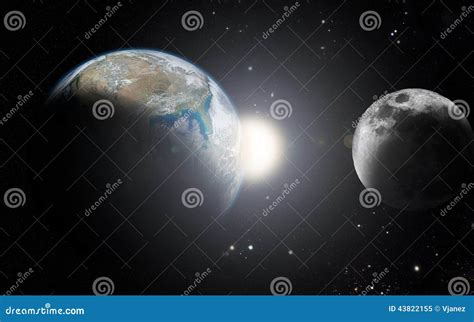 La Terre Et Lune Image Stock Image Du Image Mouche 43822155