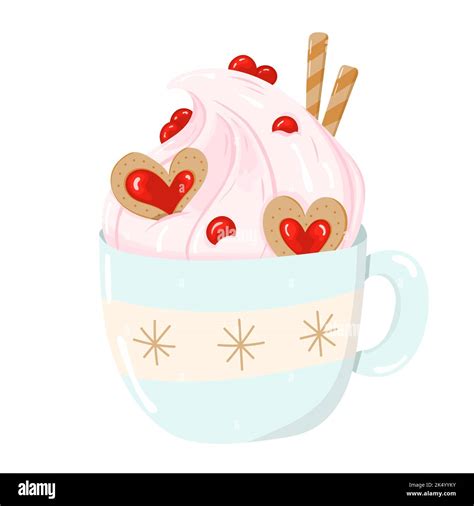 Noël Chocolat Chaud Ou Café Avec Crème Fouettée Et Gaufres