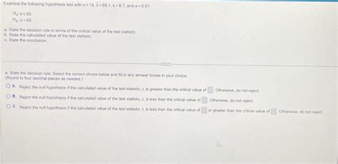 Solved Examine The Following Hypothosis Test With