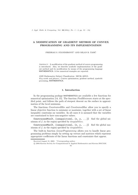 Pdf A Modification Of Gradient Method Of Convex Programming And Its