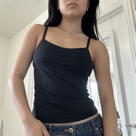Black Uniqlo Tank Top With Built In Bra Size Small Depop