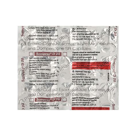 Sompraz D 20mg Strip Of 15 Capsules Uses Side Effects Dosage